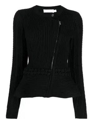 Simkhai Knitted Peplum Biker Jacket - Black