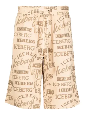 Iceberg Logo-print Deck Shorts - Brown