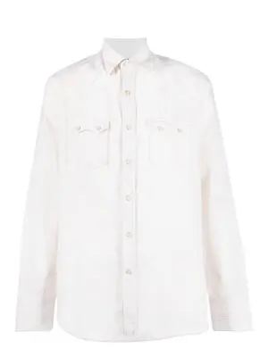 LARDINI Striped Flap-pockets Shirt - Neutrals