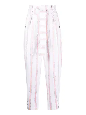 IRO PARIS Rula Striped Cropped Trousers - White