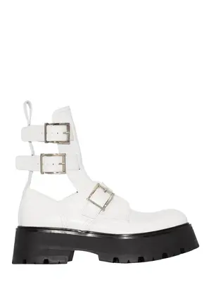 Alexander McQueen Buckle-fastened Caged Boots - White