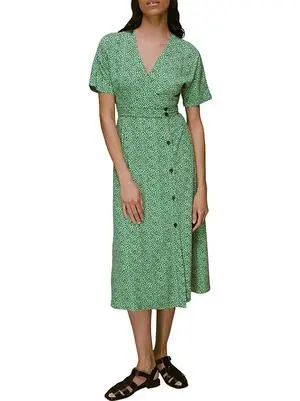 Whistles Printed Midi Dress - Green/multi