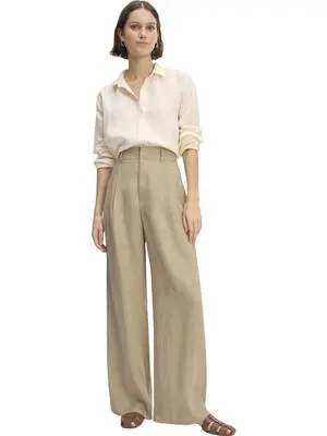 Everlane Linen Way-High Drape Pant Khaki