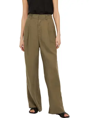 Everlane Linen Way-High Drape Pant Olive