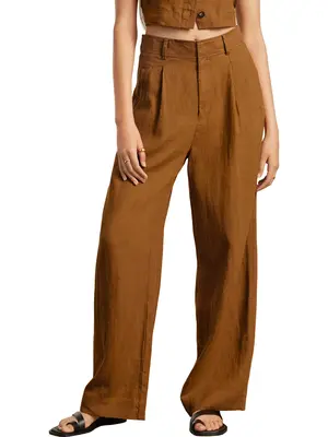 Everlane Linen Way-High Drape Pant Tawny Brown