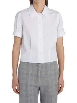 Thom Browne Pleated Cotton Poplin Blouse - White