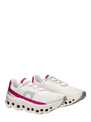 On Cloudmonster Running Sneakers - Ivory/grenadine