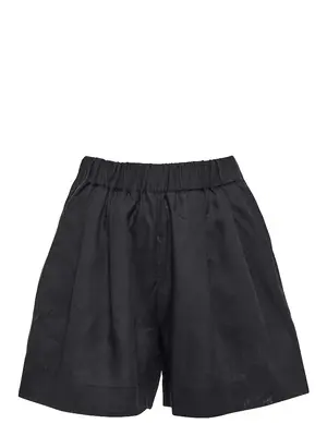 Asceno Zurich Wide-leg Linen Shorts - Black