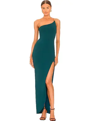 NOOKIE Estella One Shoulder Gown - Teal