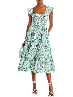Aqua Calypso Tiered Smocked Dress Exclusive - Green Floral