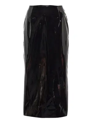 Alessandra Rich Vinyl Midi Skirt - Black