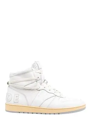 Rhude Panelled Leather Sneakers - White