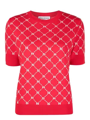 Sonia Rykiel Paris Monogram-pattern Knitted Top - Red