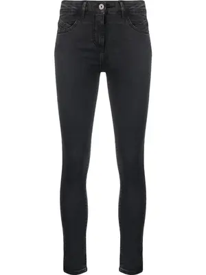 Patrizia Pepe Washed Low-rise Skinny Jeans - Black
