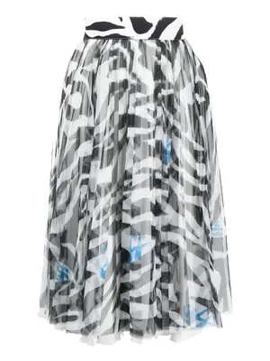 Off-White Zebra-print Pleated Midi Skirt - Black