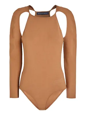 Zeynep Arçay Cutout Knit Bodysuit - Light Brown