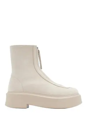 THE ROW Zipped Ankle Boots - Ivory