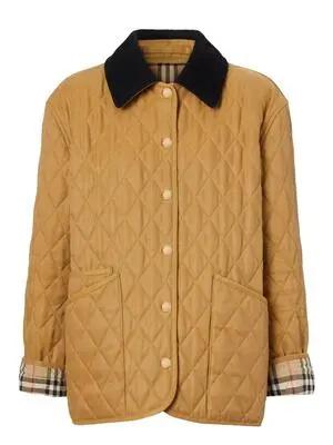Burberry Corduroy-collar Quilted Jacket - Brown