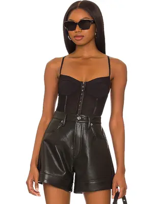 Free People Night Rhythm Corset Bodysuit - Black