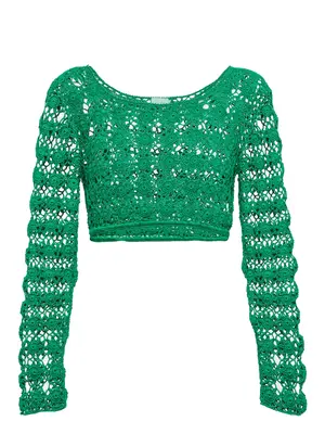 Anna Kosturova Bella Crochet Crop Top - Green