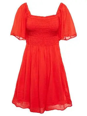 Velvet By Graham & Spencer Esme Cotton Gauze Minidress - Red