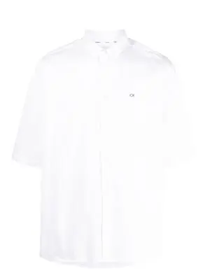 Calvin Klein Short-sleeve Stretch-cotton Shirt - White