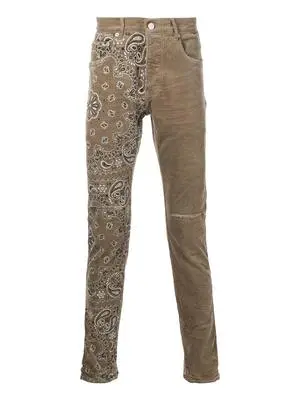 PURPLE BRAND Corduroy Bandana-print Skinny Jeans - Neutrals