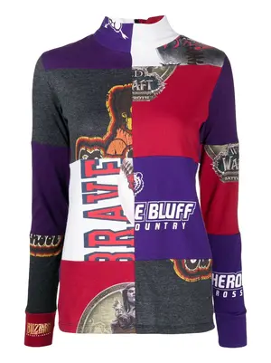 Colville Patchwork Upcycle Polo Top - Multicolour