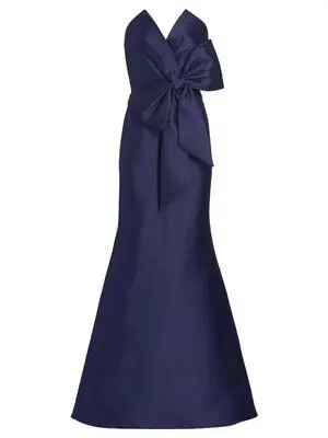 Badgley Mischka Strapless Bow Gown - Navy