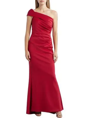 Eliza J Eliza J Off-The-Shoulder Fit & Flare Gown Ruby Red