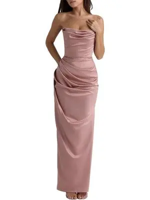 House Of Cb Adrienne Strapless Gown - Blush