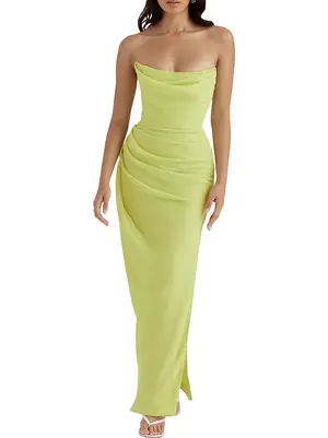 House Of Cb HOUSE OF CB Adrienne Strapless Gown Lime