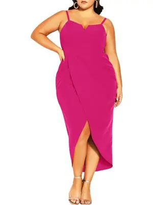 City Chic Sassy Dress - Shock Pink