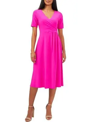Chaus Chaus Wrap-Inspired Midi Dress Fiercely Fuchsia