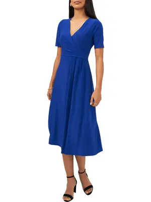 Chaus Chaus Wrap-Inspired Midi Dress Goddess Blue