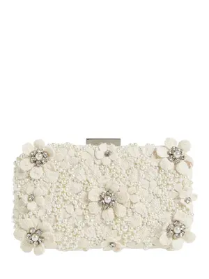 OLGA BERG Beaded And Crystal Clutch - Ivory