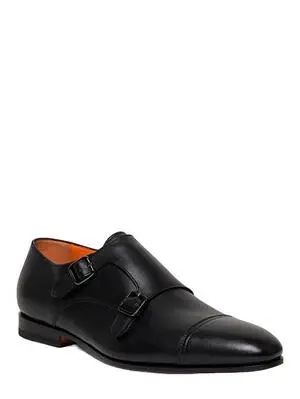 Santoni Daemons Double Monk Strap Shoe - Black