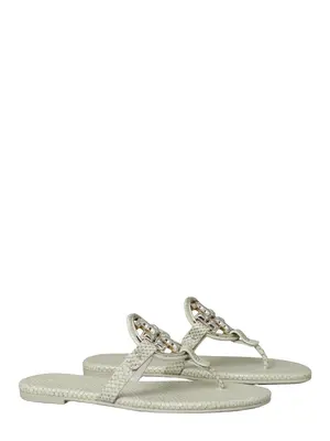 Tory Burch Tory Burch Metal Miller Leather Sandal Grey Stone / Silver