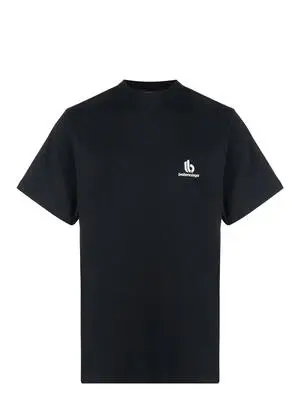 Balenciaga Logo-embroidered Short-sleeve T-shirt - Black