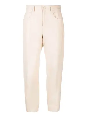 Stella McCartney Faux Leather Straight Leg Trousers - Neutrals