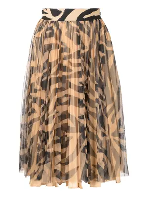 Off-White Zebra-print Flared Skirt - Brown