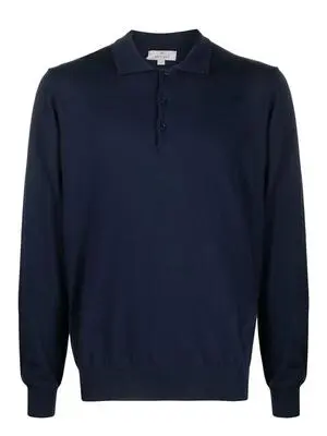 Canali Long-sleeve Polo Jumper - Blue