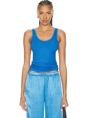 Enza Costa Stretch Silk Knit Tank Top Pool Blue