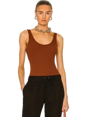 Enza Costa Stretch Silk Knit Tank Top Umber