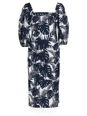 MICHELLE SMITH X Saks Gemma Balloon-sleeve Midi-dress