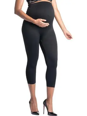 PREGGO LEGGINGS Mom's Night Out Maternity Crop Leggings - Black