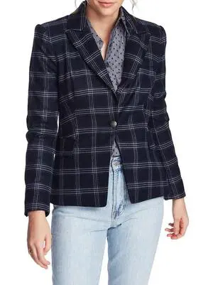 COURT & ROWE Plaid One-button Blazer - Blue Night