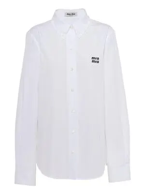 Miu Miu Embroidered Logo Poplin Shirt - White
