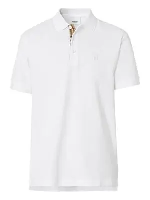 Burberry Monogram Motif Cotton-piqué Polo Shirt - White