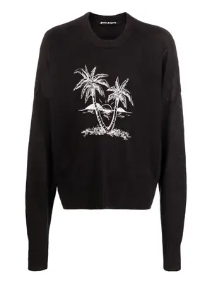 Palm Angels Palm Tree-print Jumper - Black